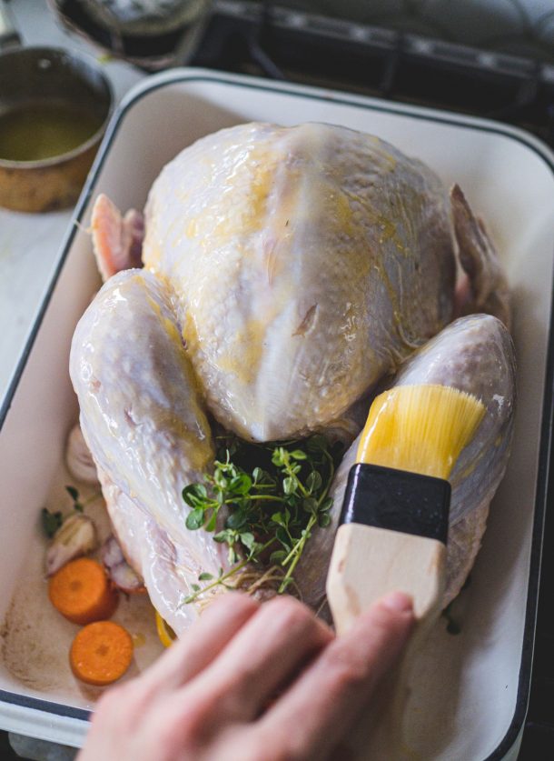 Prosecco Basted Roast Turkey with Roast Grapes, Prosecco & Rose Jelly Prosecco Basted Roast Turkey with Roast Grapes, Prosecco & Rose Jelly