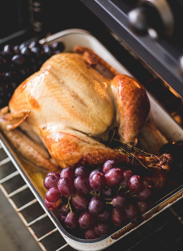 Prosecco Basted Roast Turkey with Roast Grapes, Prosecco & Rose Jelly Prosecco Basted Roast Turkey with Roast Grapes, Prosecco & Rose Jelly
